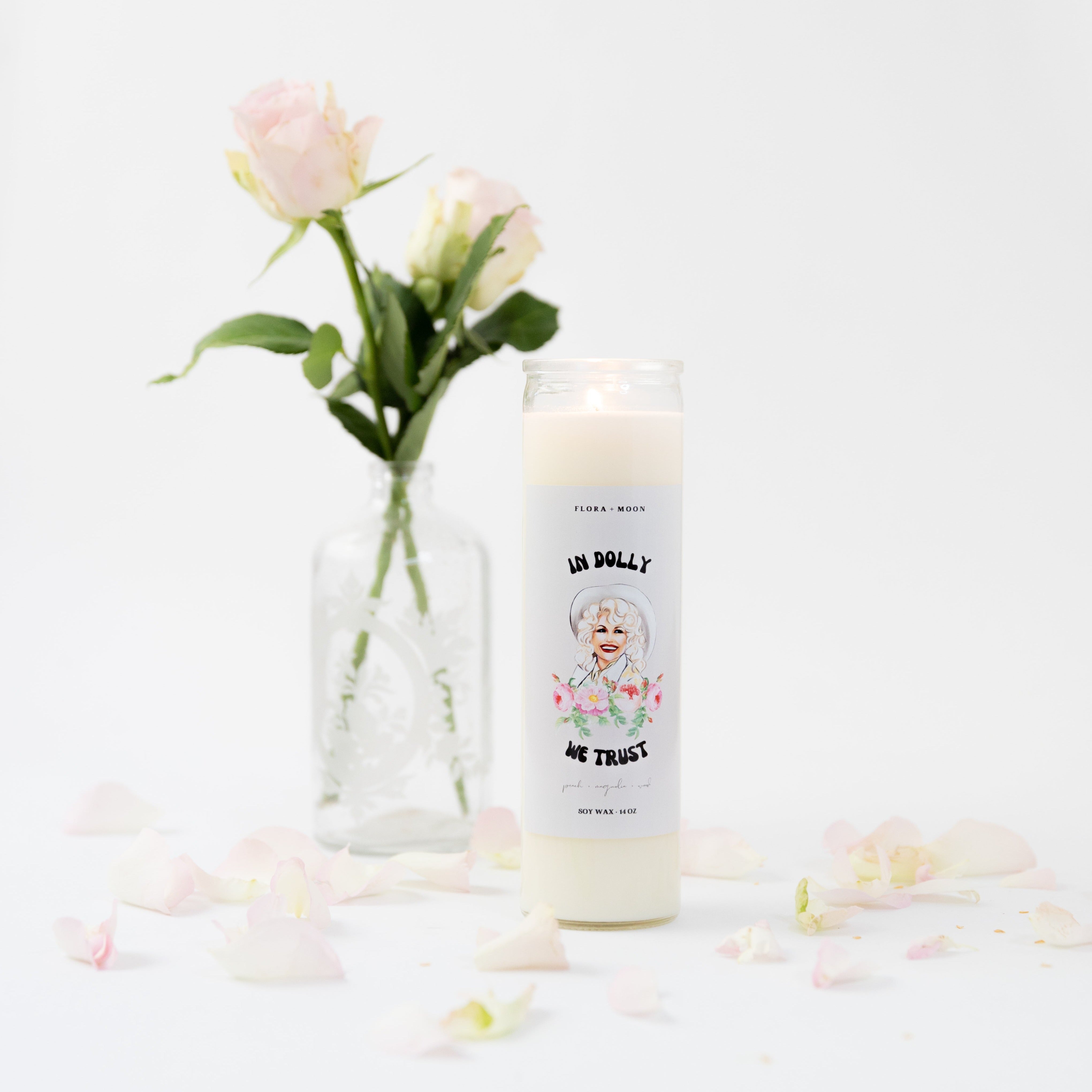 IN DOLLY WE TRUST | peach + magnolia + wood – FLORA + MOON